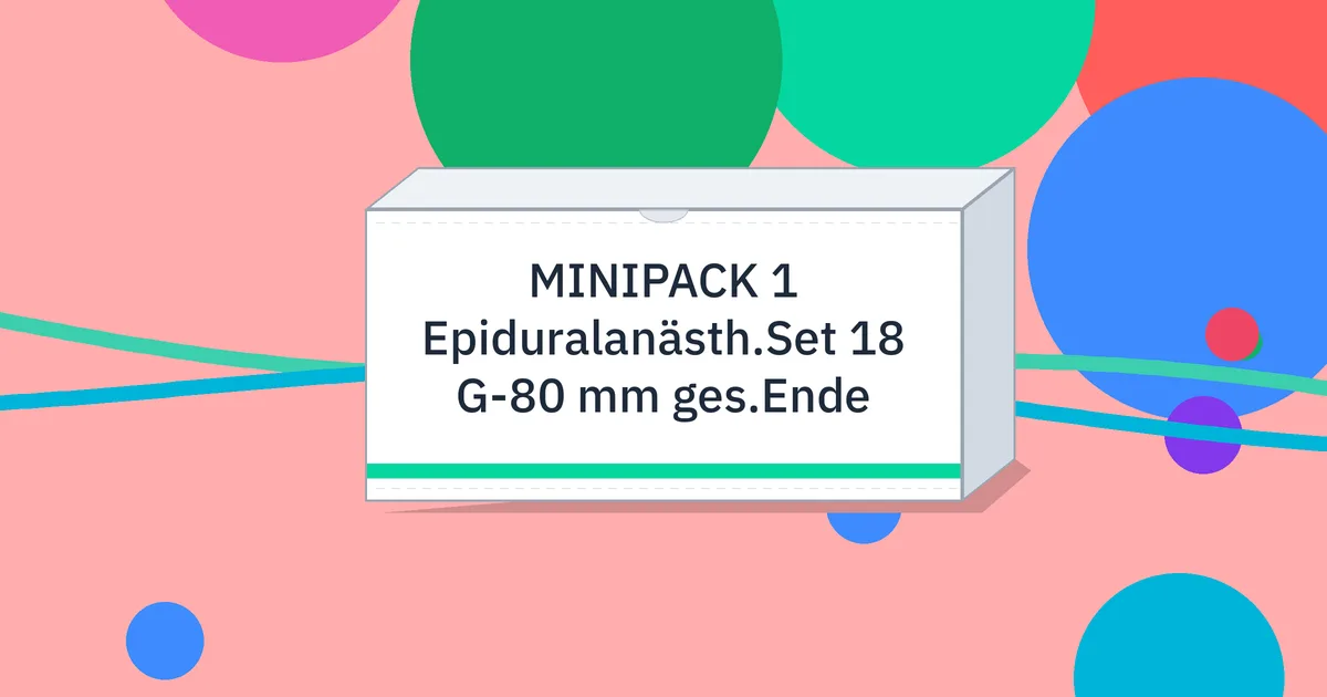 Symbolbild: Packung mit der Aufschrift MINIPACK 1 Epiduralanästh.Set 18 G-80 mm ges.Ende (PZN 02397208) – Verfügbarkeit und Bezug in Apotheken in Frankfurt am Main
