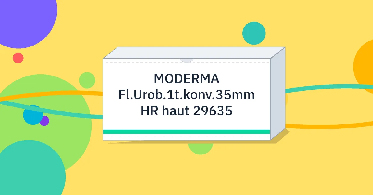 Symbolbild: Packung mit der Aufschrift MODERMA Fl.Urob.1t.konv.35mm HR haut 29635 (PZN 01421092) – Verfügbarkeit und Bezug in Apotheken in Frankfurt am Main
