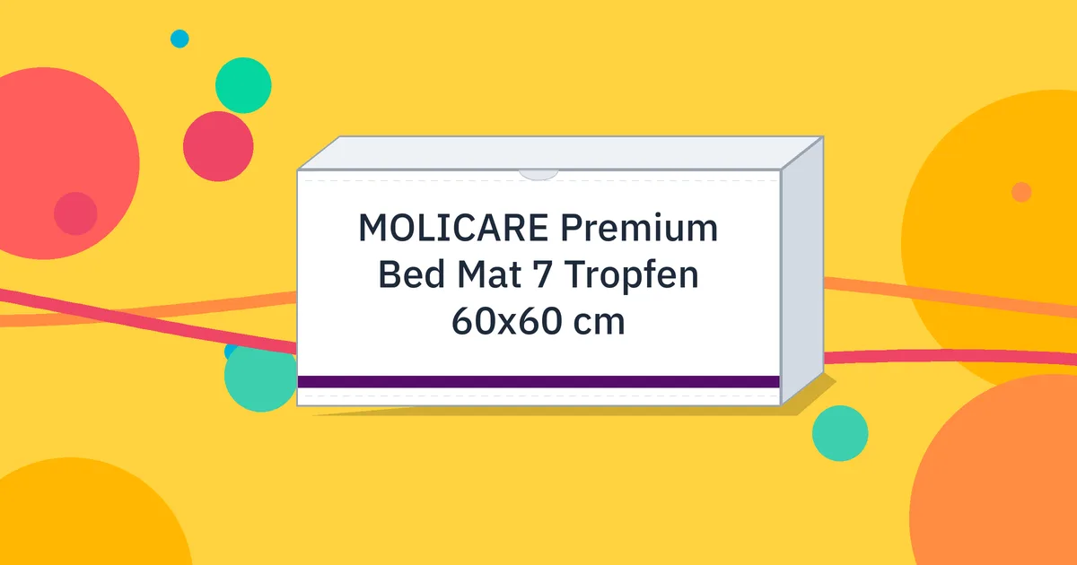 Symbolbild: Packung mit der Aufschrift MOLICARE Premium Bed Mat 7 Tropfen 60x60 cm (PZN 16136799) – Verfügbarkeit und Bezug in Apotheken in Frankfurt am Main
