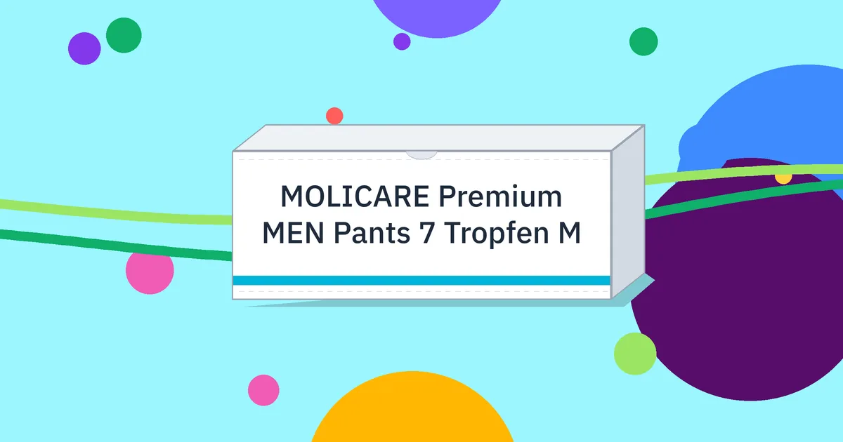 Symbolbild: Packung mit der Aufschrift MOLICARE Premium MEN Pants 7 Tropfen M (PZN 15567391) – Verfügbarkeit und Bezug in Apotheken in Frankfurt am Main
