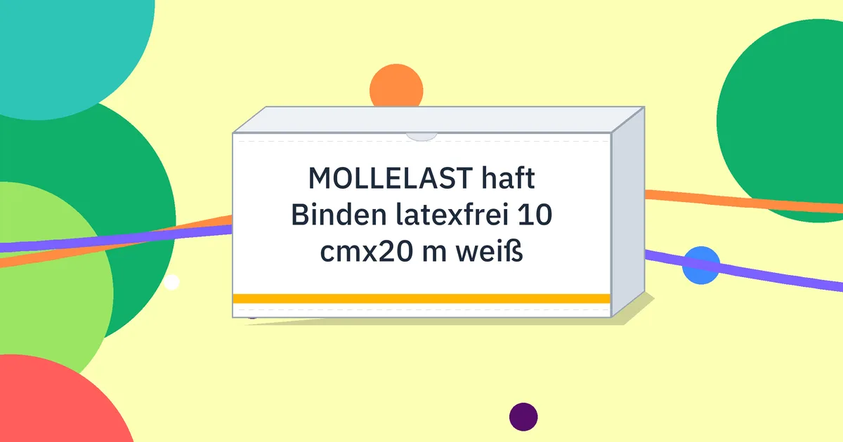 Symbolbild: Packung mit der Aufschrift MOLLELAST haft Binden latexfrei 10 cmx20 m weiß (PZN 11115775) – Verfügbarkeit und Bezug in Apotheken in Frankfurt am Main