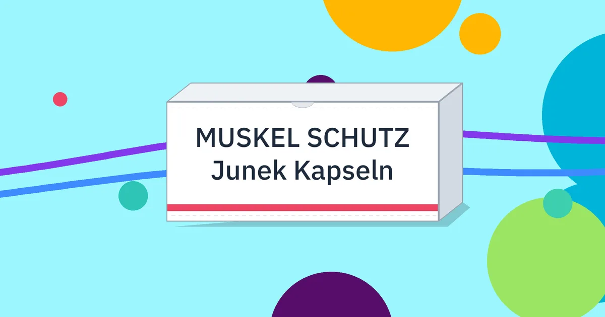 Symbolbild: Packung mit der Aufschrift MUSKEL SCHUTZ Junek Kapseln (PZN 10556460) – Verfügbarkeit und Bezug in Apotheken in Frankfurt am Main