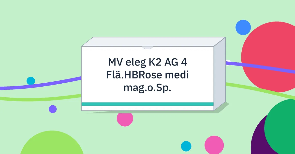Symbolbild: Packung mit der Aufschrift MV eleg K2 AG 4 Flä.HBRose medi mag.o.Sp. (PZN 15718163) – Verfügbarkeit und Bezug in Apotheken in Frankfurt am Main