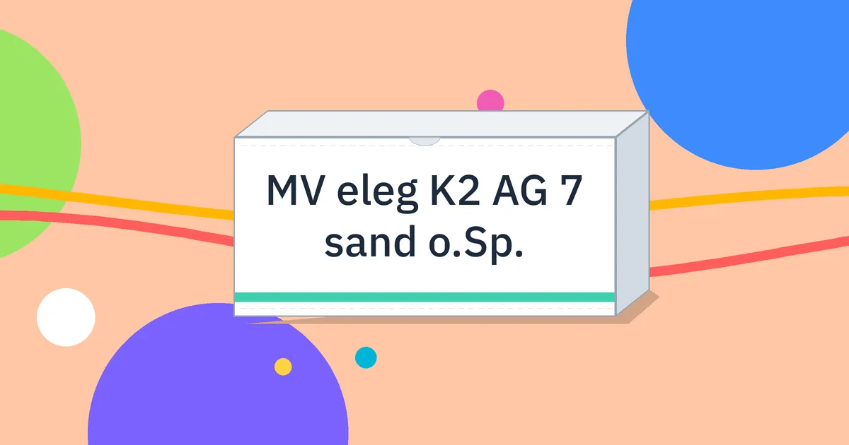 Symbolbild: Packung mit der Aufschrift MV eleg K2 AG 7 sand o.Sp. (PZN 18928323) – Verfügbarkeit und Bezug in Apotheken in Frankfurt am Main