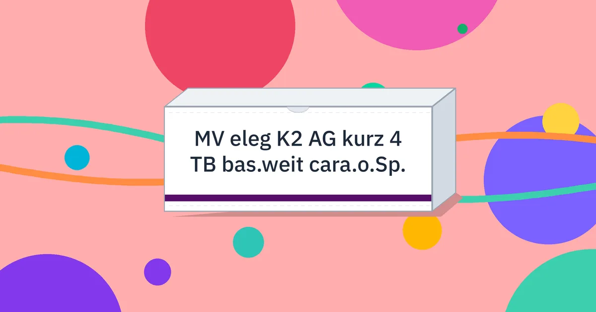 Symbolbild: Packung mit der Aufschrift MV eleg K2 AG kurz 4 TB bas.weit cara.o.Sp. (PZN 00190259) – Verfügbarkeit und Bezug in Apotheken in Frankfurt am Main