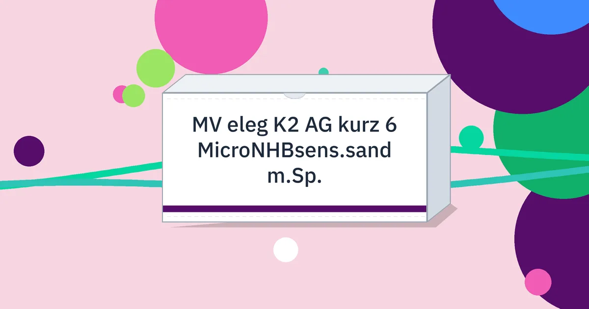 Symbolbild: Packung mit der Aufschrift MV eleg K2 AG kurz 6 MicroNHBsens.sand m.Sp. (PZN 18927111) – Verfügbarkeit und Bezug in Apotheken in Frankfurt am Main