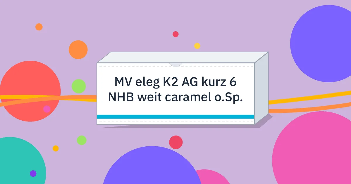 Symbolbild: Packung mit der Aufschrift MV eleg K2 AG kurz 6 NHB weit caramel o.Sp. (PZN 15715207) – Verfügbarkeit und Bezug in Apotheken in Frankfurt am Main