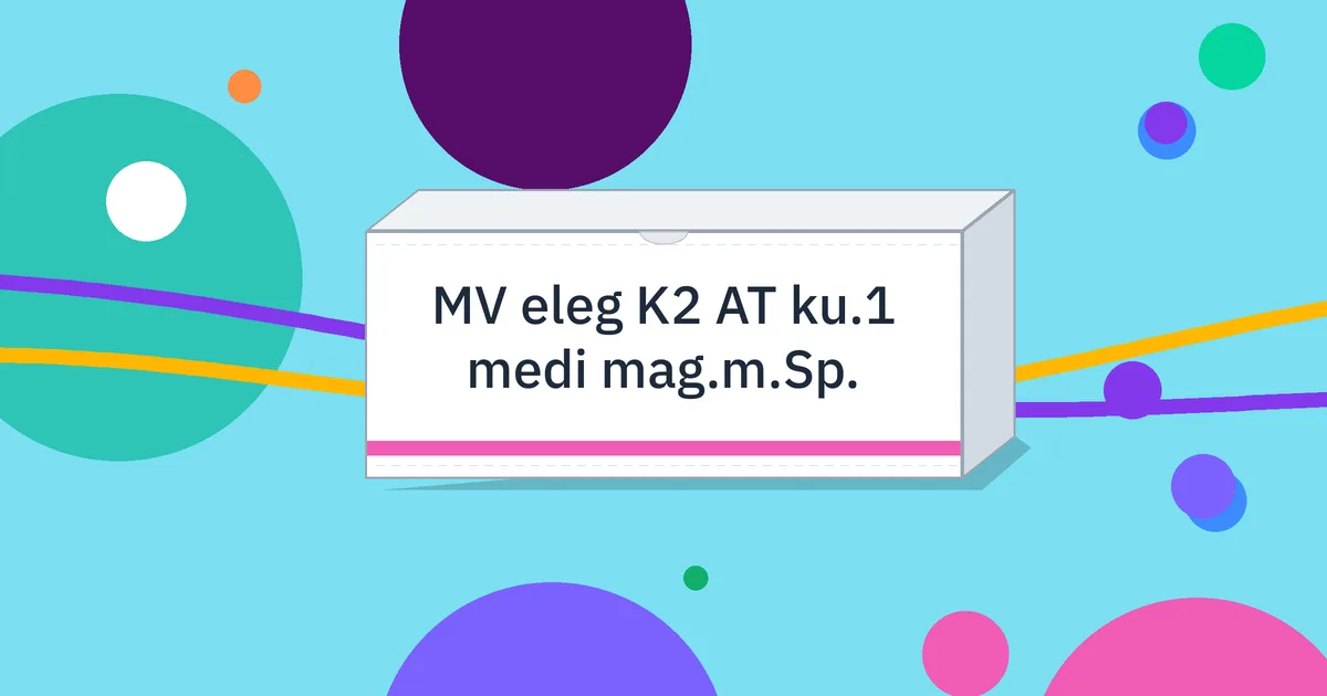 Symbolbild: Packung mit der Aufschrift MV eleg K2 AT ku.1 medi mag.m.Sp. (PZN 14626335) – Verfügbarkeit und Bezug in Apotheken in Frankfurt am Main