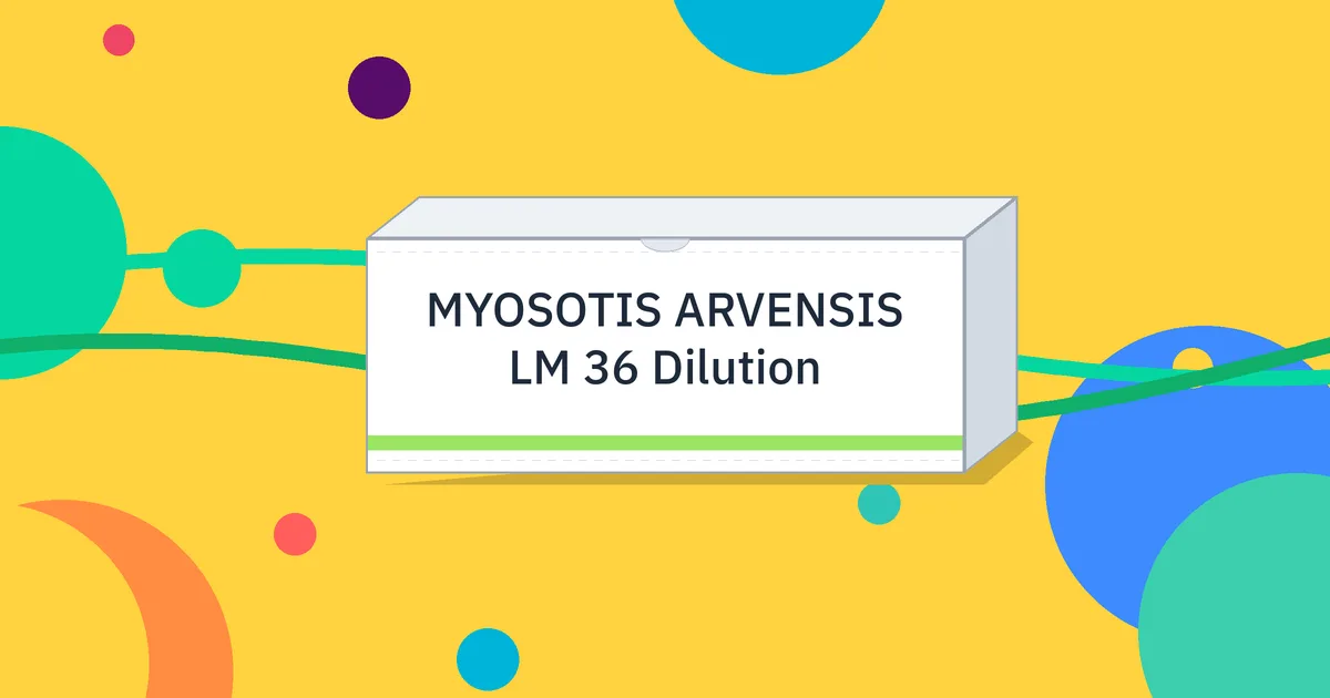 Symbolbild: Packung mit der Aufschrift MYOSOTIS ARVENSIS LM 36 Dilution (PZN 13612348) – Verfügbarkeit und Bezug in Apotheken in Frankfurt am Main