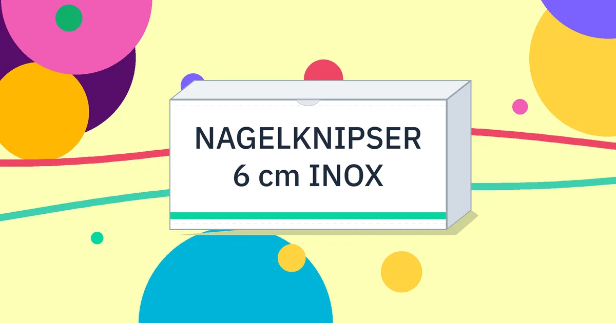 Symbolbild: Packung mit der Aufschrift NAGELKNIPSER 6 cm INOX (PZN 12364960) – Verfügbarkeit und Bezug in Apotheken in Frankfurt am Main