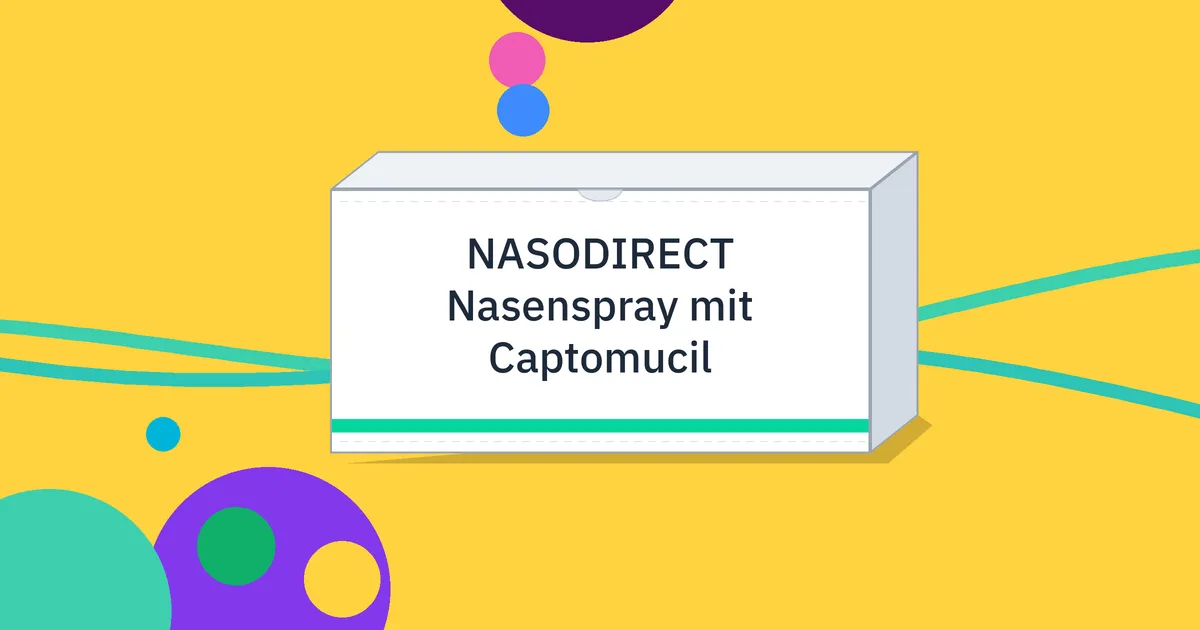 Symbolbild: Packung mit der Aufschrift NASODIRECT Nasenspray mit Captomucil (PZN 16260973) – Verfügbarkeit und Bezug in Apotheken in Frankfurt am Main