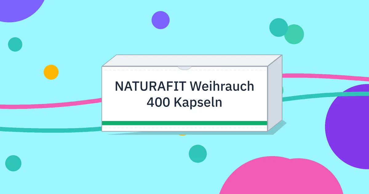 Symbolbild: Packung mit der Aufschrift NATURAFIT Weihrauch 400 Kapseln (PZN 11859168) – Verfügbarkeit und Bezug in Apotheken in Frankfurt am Main