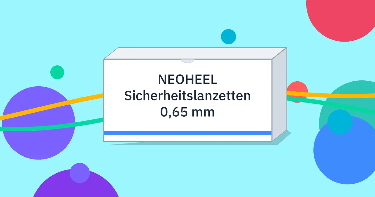 Symbolbild: Packung mit der Aufschrift NEOHEEL Sicherheitslanzetten 0,65 mm (PZN 17611423) – Verfügbarkeit und Bezug in Apotheken in Frankfurt am Main