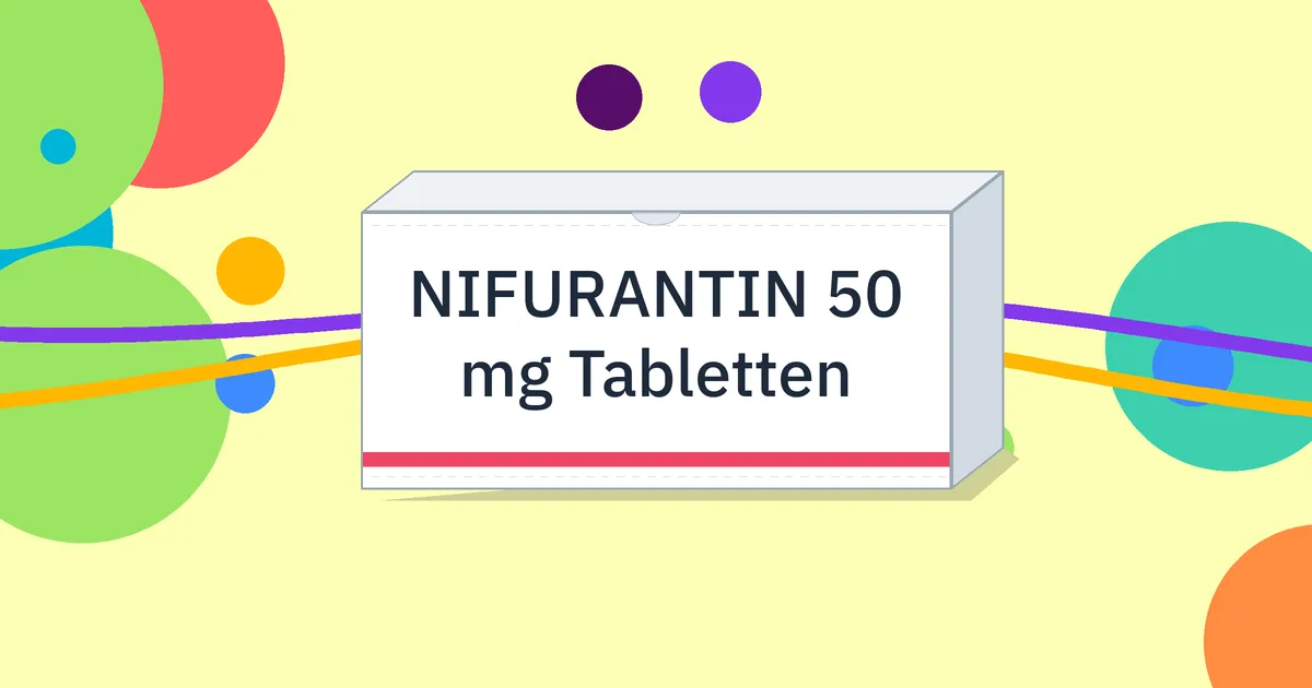 Symbolbild: Packung mit der Aufschrift NIFURANTIN 50 mg Tabletten (PZN 07776531) – Verfügbarkeit und Bezug in Apotheken in Frankfurt am Main