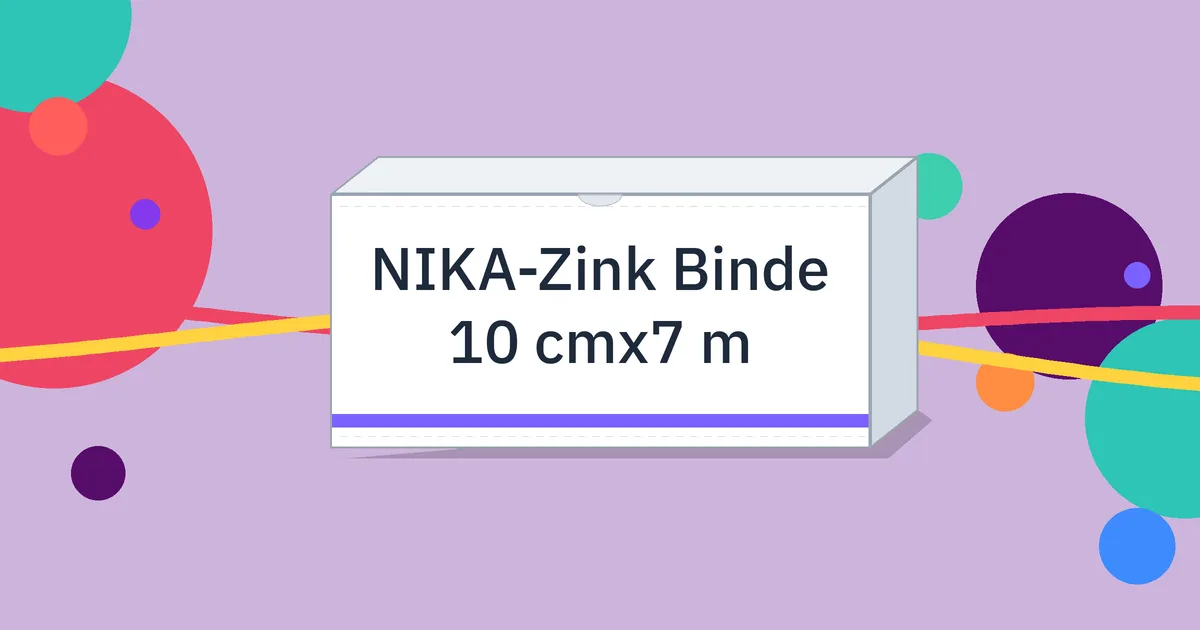 Symbolbild: Packung mit der Aufschrift NIKA-Zink Binde 10 cmx7 m (PZN 02465890) – Verfügbarkeit und Bezug in Apotheken in Frankfurt am Main