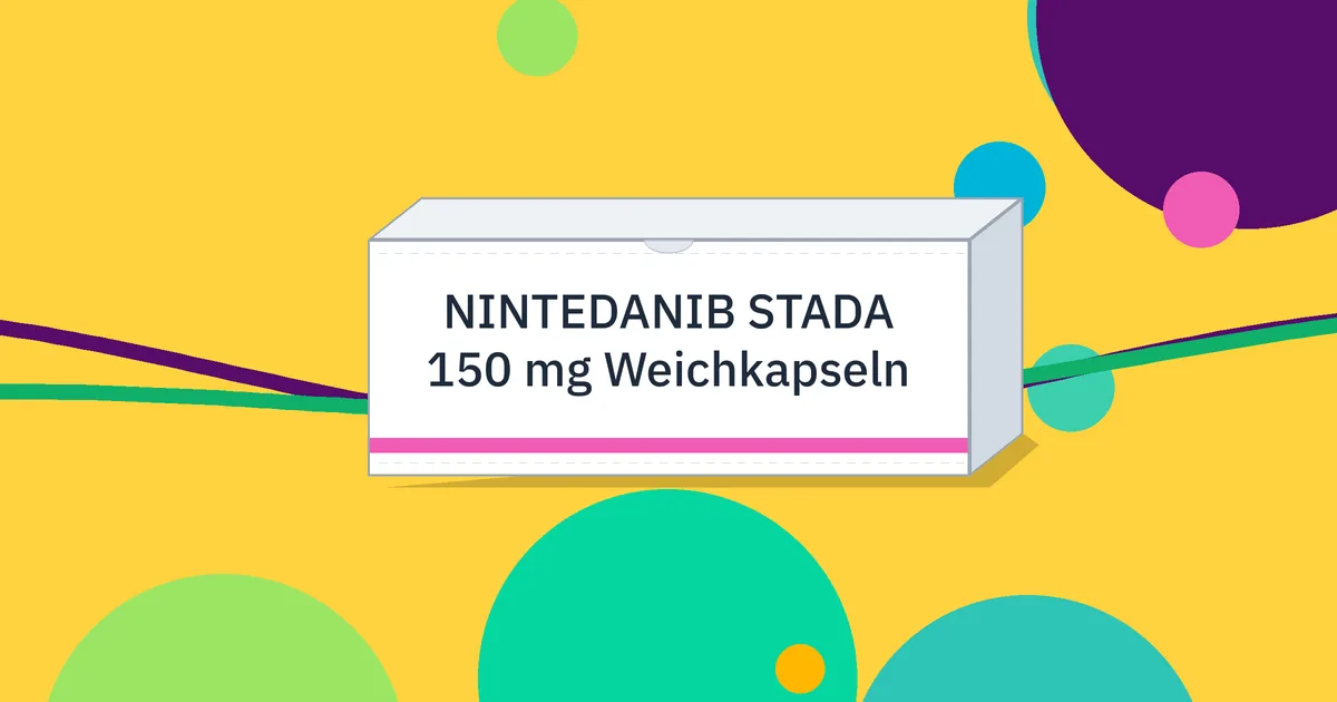 Symbolbild: Packung mit der Aufschrift NINTEDANIB STADA 150 mg Weichkapseln (PZN 19207577) – Verfügbarkeit und Bezug in Apotheken in Frankfurt am Main