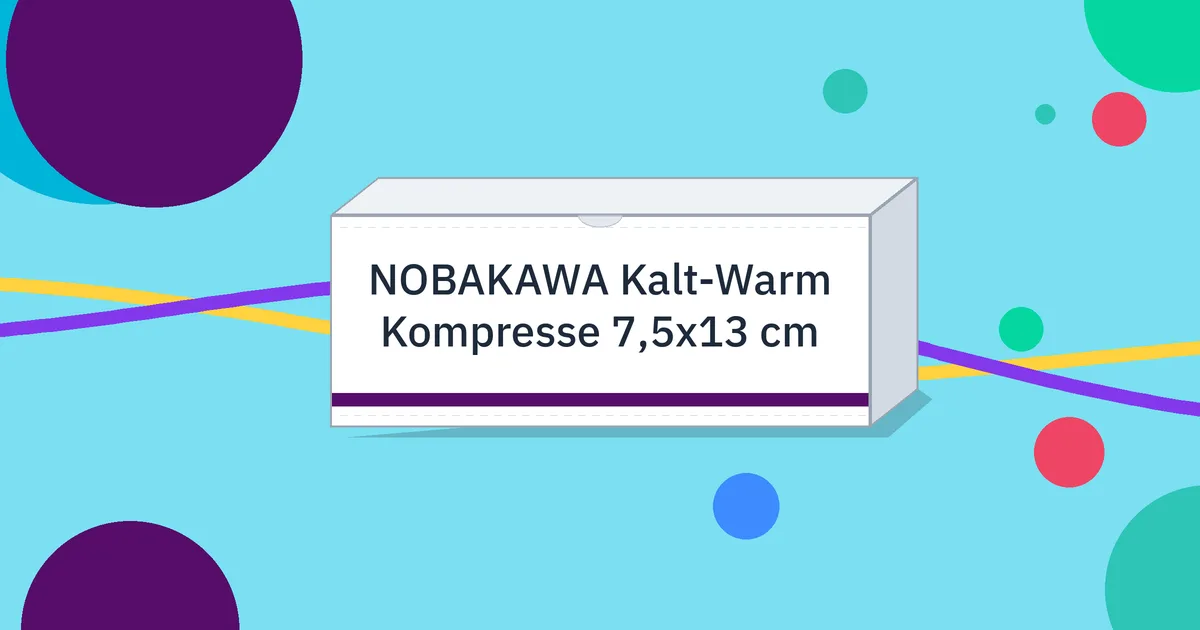 Symbolbild: Packung mit der Aufschrift NOBAKAWA Kalt-Warm Kompresse 7,5x13 cm (PZN 00611815) – Verfügbarkeit und Bezug in Apotheken in Frankfurt am Main