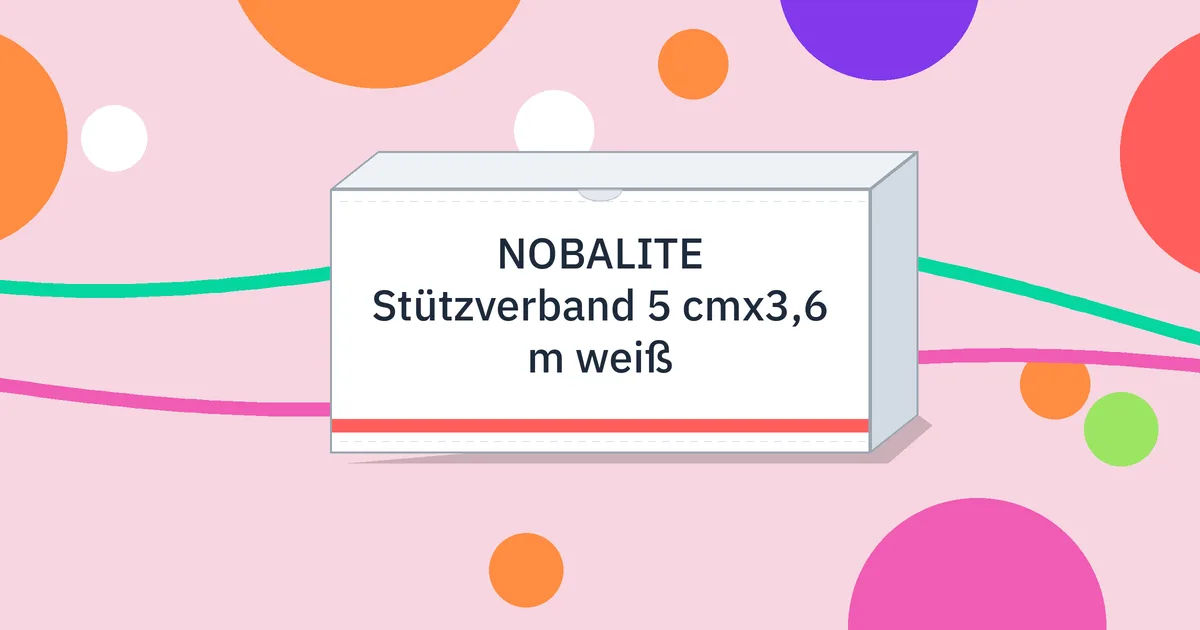 Symbolbild: Packung mit der Aufschrift NOBALITE Stützverband 5 cmx3,6 m weiß (PZN 07571852) – Verfügbarkeit und Bezug in Apotheken in Frankfurt am Main