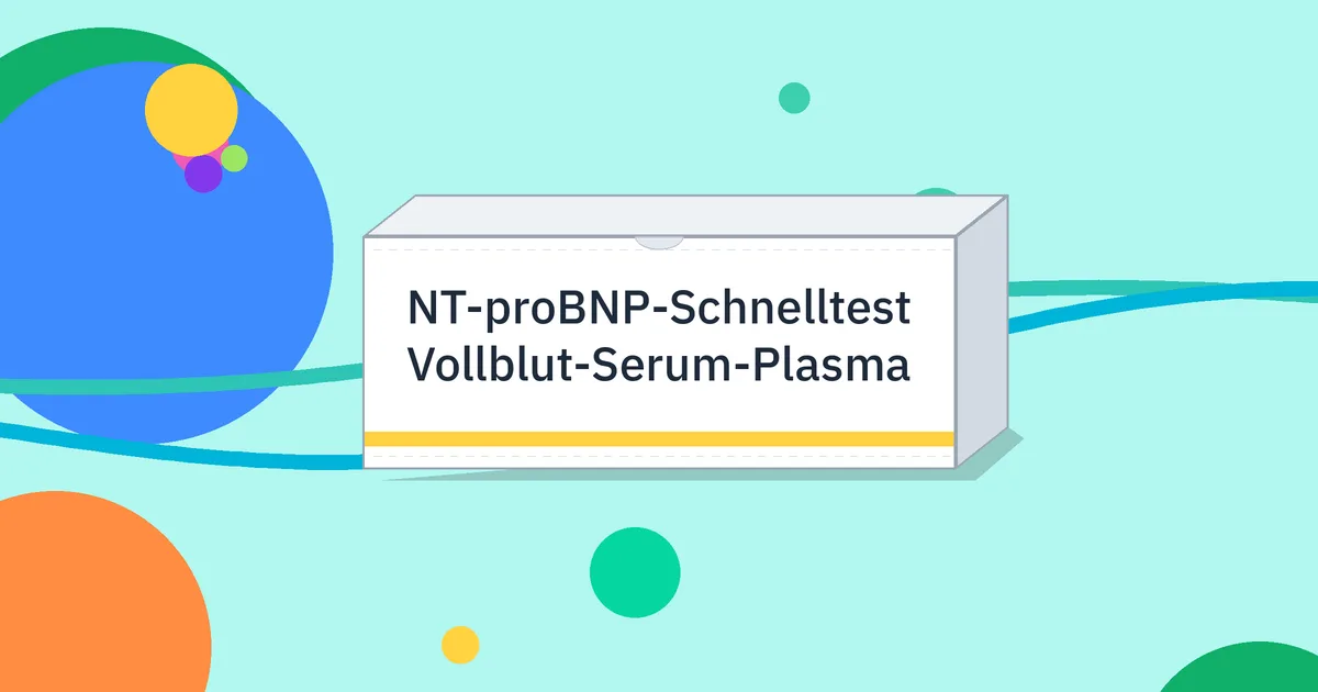 Symbolbild: Packung mit der Aufschrift NT-proBNP-Schnelltest Vollblut-Serum-Plasma (PZN 19850652) – Verfügbarkeit und Bezug in Apotheken in Frankfurt am Main