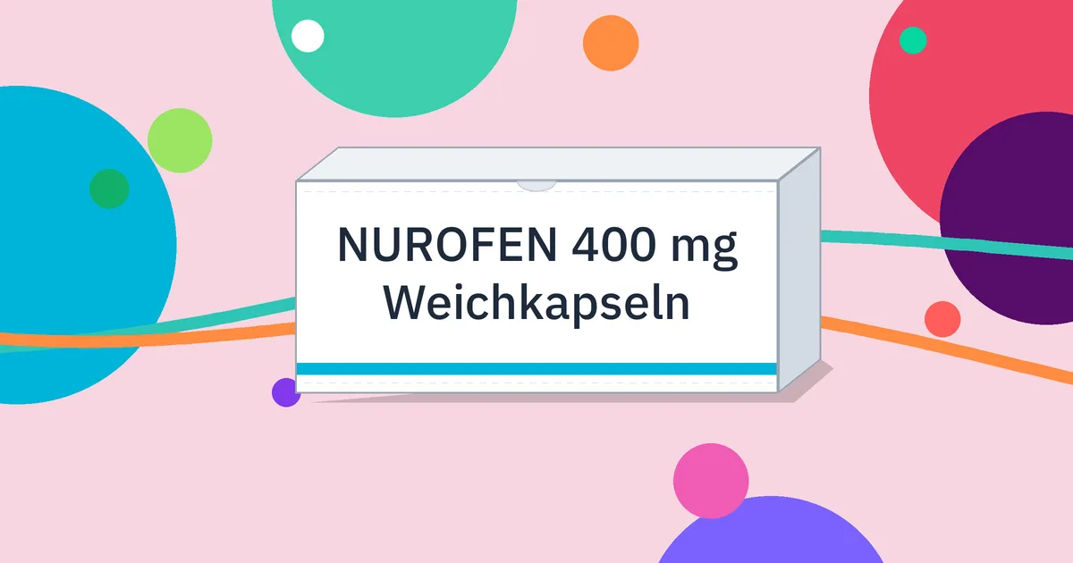 Symbolbild: Packung mit der Aufschrift NUROFEN 400 mg Weichkapseln (PZN 16225037) – Verfügbarkeit und Bezug in Apotheken in Frankfurt am Main