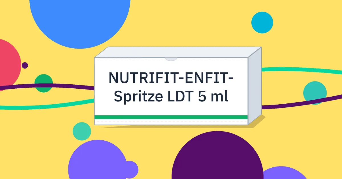 Symbolbild: Packung mit der Aufschrift NUTRIFIT-ENFIT-Spritze LDT 5 ml (PZN 14187077) – Verfügbarkeit und Bezug in Apotheken in Frankfurt am Main