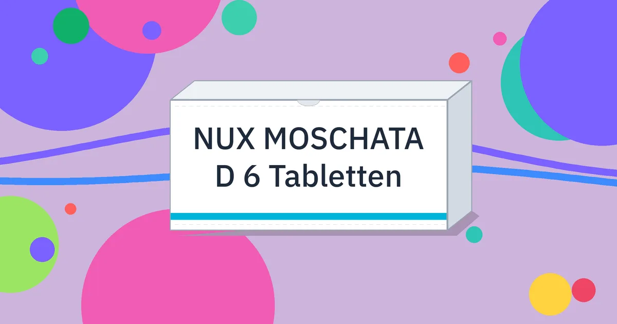 Symbolbild: Packung mit der Aufschrift NUX MOSCHATA D 6 Tabletten (PZN 02124870) – Verfügbarkeit und Bezug in Apotheken in Frankfurt am Main