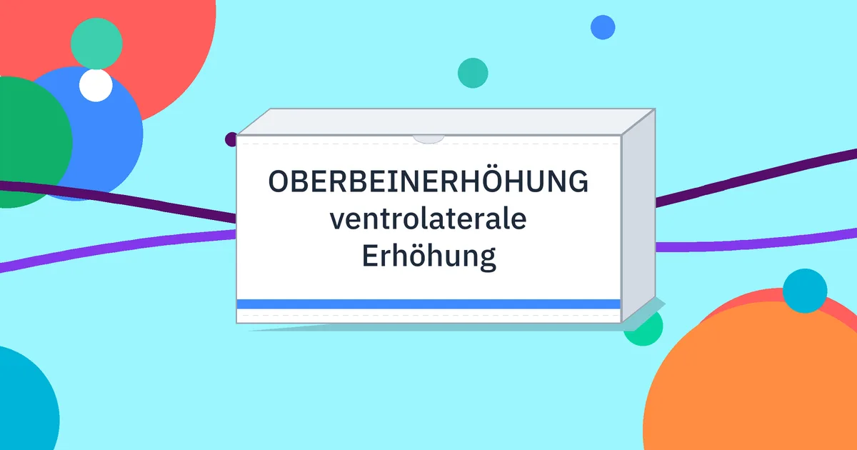 Symbolbild: Packung mit der Aufschrift OBERBEINERHÖHUNG ventrolaterale Erhöhung (PZN 20318738) – Verfügbarkeit und Bezug in Apotheken in Frankfurt am Main