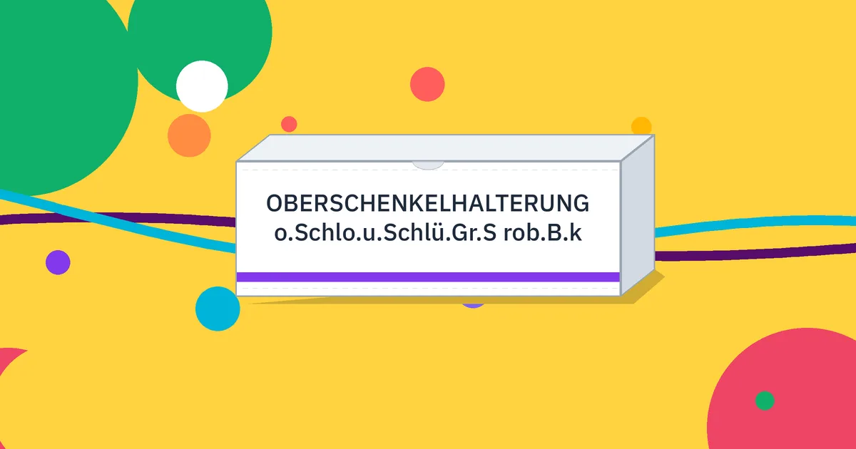 Symbolbild: Packung mit der Aufschrift OBERSCHENKELHALTERUNG o.Schlo.u.Schlü.Gr.S rob.B.k (PZN 14298397) – Verfügbarkeit und Bezug in Apotheken in Frankfurt am Main