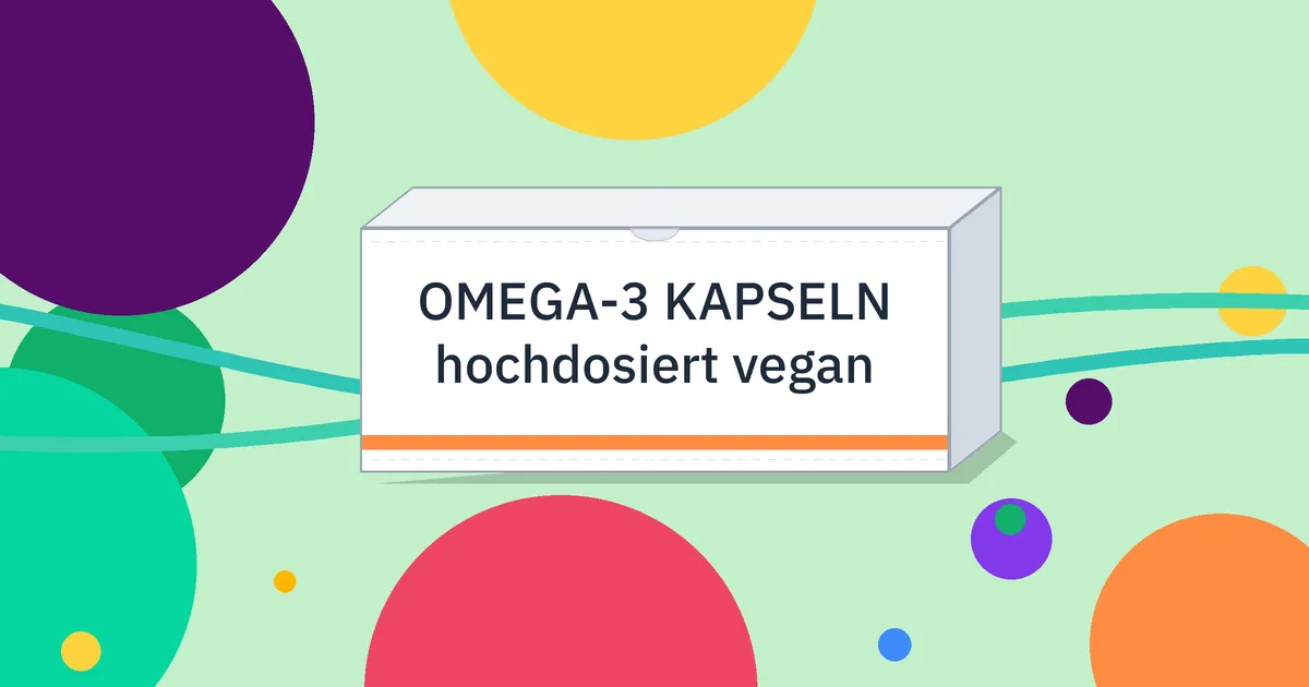 Symbolbild: Packung mit der Aufschrift OMEGA-3 KAPSELN hochdosiert vegan (PZN 19381335) – Verfügbarkeit und Bezug in Apotheken in Frankfurt am Main
