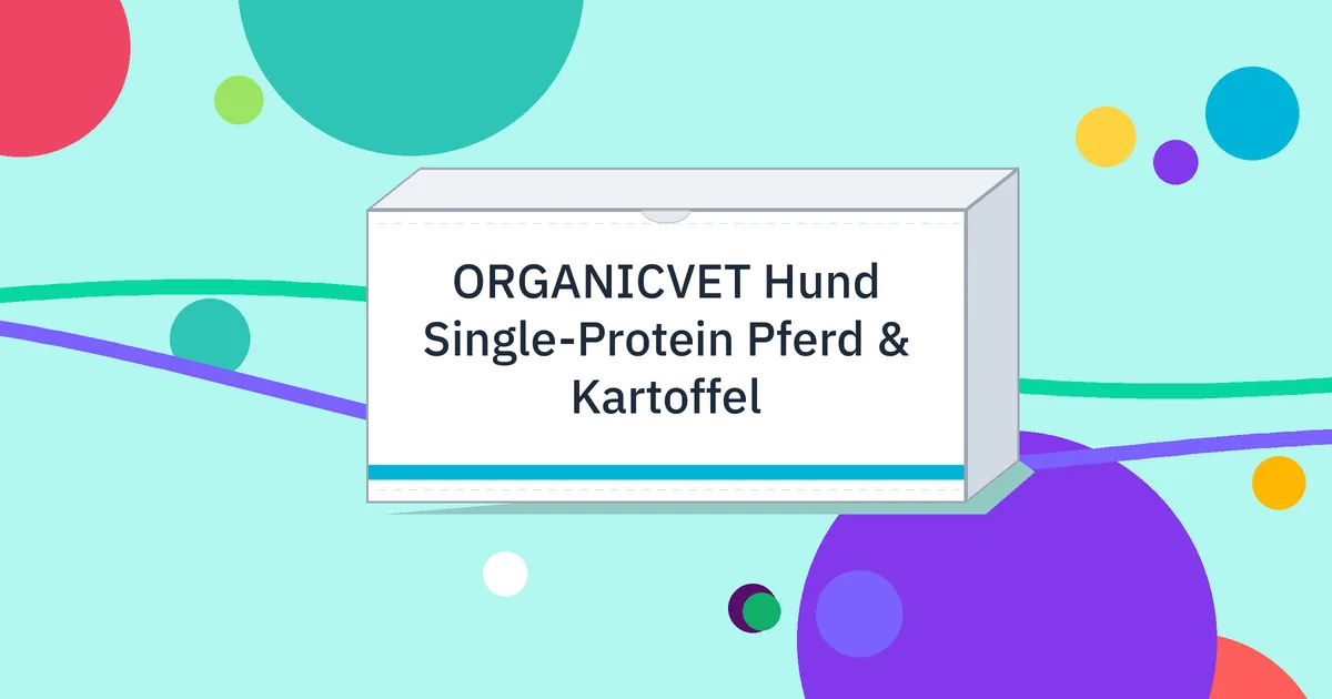 Symbolbild: Packung mit der Aufschrift ORGANICVET Hund Single-Protein Pferd & Kartoffel (PZN 10394365) – Verfügbarkeit und Bezug in Apotheken in Frankfurt am Main
