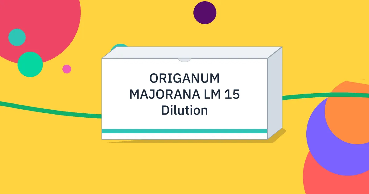 Symbolbild: Packung mit der Aufschrift ORIGANUM MAJORANA LM 15 Dilution (PZN 12972613) – Verfügbarkeit und Bezug in Apotheken in Frankfurt am Main