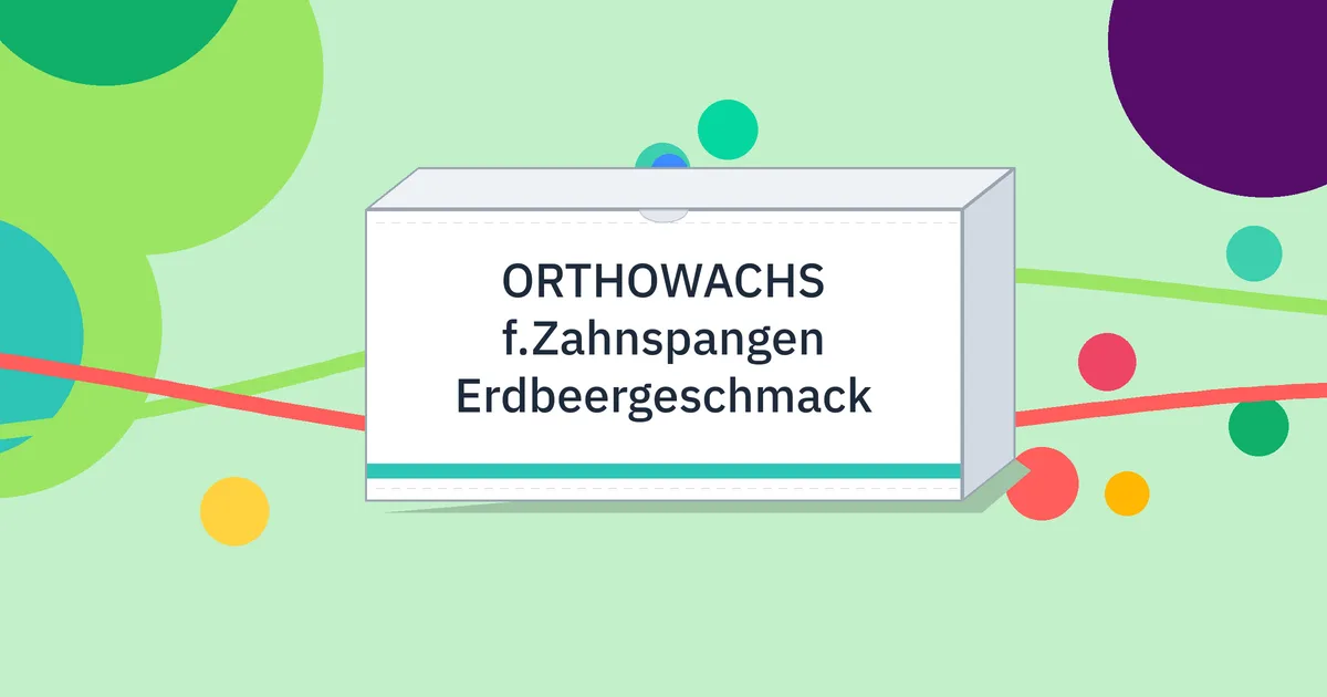 Symbolbild: Packung mit der Aufschrift ORTHOWACHS f.Zahnspangen Erdbeergeschmack (PZN 15200213) – Verfügbarkeit und Bezug in Apotheken in Frankfurt am Main