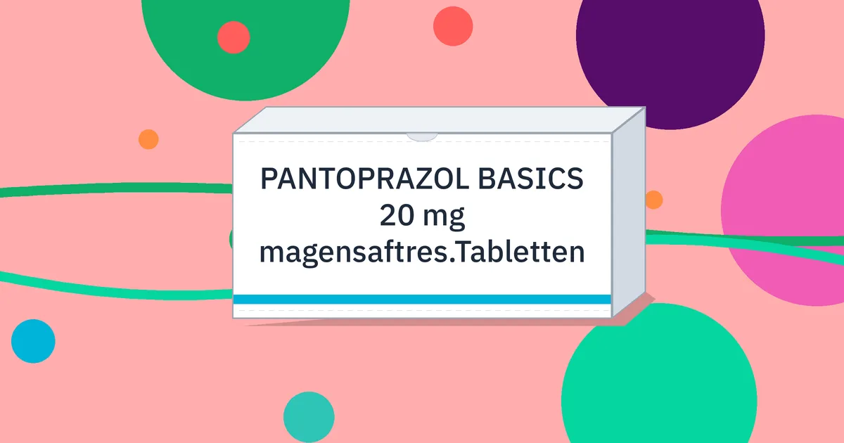 Symbolbild: Packung mit der Aufschrift PANTOPRAZOL BASICS 20 mg magensaftres.Tabletten (PZN 05373763) – Verfügbarkeit und Bezug in Apotheken in Frankfurt am Main