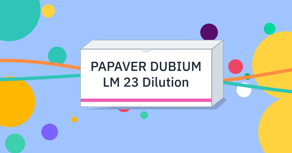 Symbolbild: Packung mit der Aufschrift PAPAVER DUBIUM LM 23 Dilution (PZN 13630926) – Verfügbarkeit und Bezug in Apotheken in Frankfurt am Main
