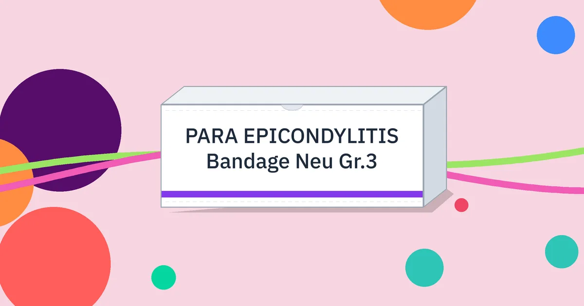 Symbolbild: Packung mit der Aufschrift PARA EPICONDYLITIS Bandage Neu Gr.3 (PZN 06987390) – Verfügbarkeit und Bezug in Apotheken in Frankfurt am Main