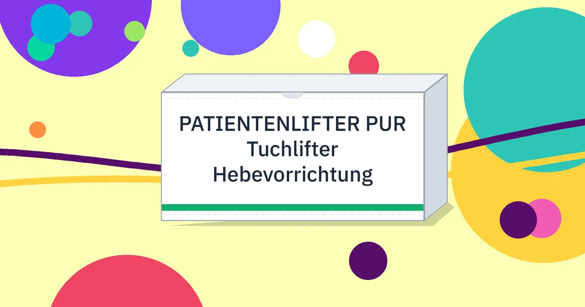 Symbolbild: Packung mit der Aufschrift PATIENTENLIFTER PUR Tuchlifter Hebevorrichtung (PZN 20373217) – Verfügbarkeit und Bezug in Apotheken in Frankfurt am Main