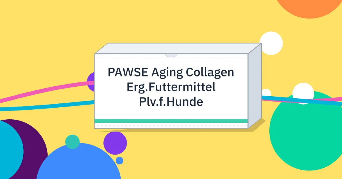 Symbolbild: Packung mit der Aufschrift PAWSE Aging Collagen Erg.Futtermittel Plv.f.Hunde (PZN 20188520) – Verfügbarkeit und Bezug in Apotheken in Frankfurt am Main