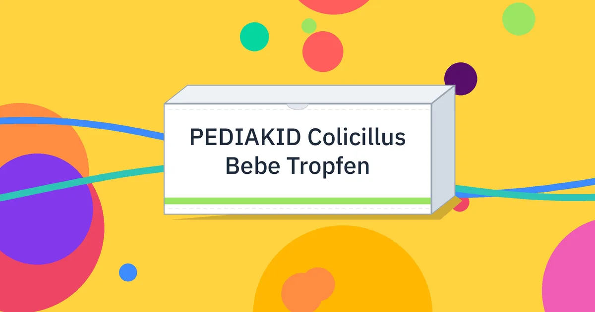 Symbolbild: Packung mit der Aufschrift PEDIAKID Colicillus Bebe Tropfen (PZN 19445294) – Verfügbarkeit und Bezug in Apotheken in Frankfurt am Main