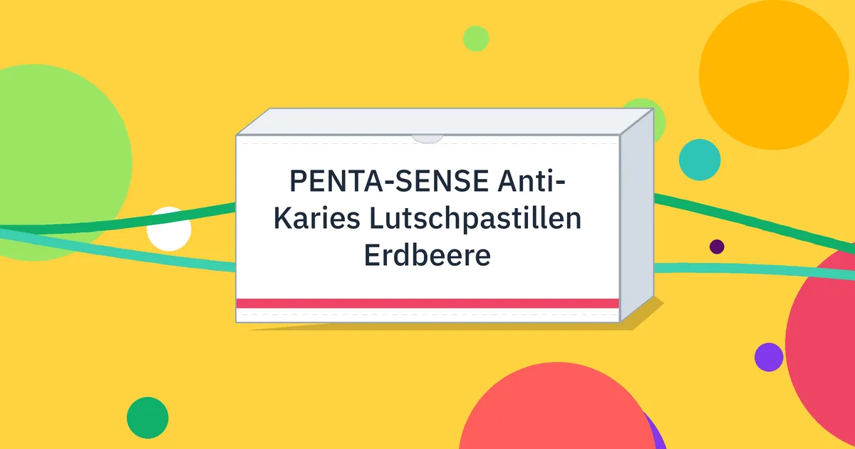 Symbolbild: Packung mit der Aufschrift PENTA-SENSE Anti-Karies Lutschpastillen Erdbeere (PZN 17872282) – Verfügbarkeit und Bezug in Apotheken in Frankfurt am Main