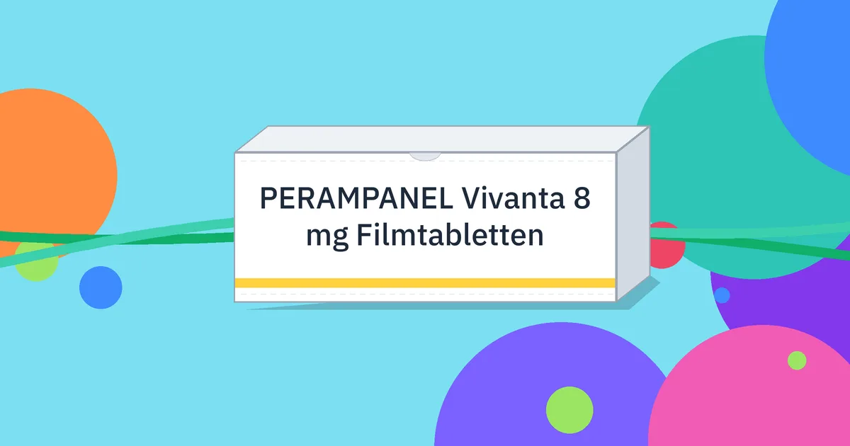 Symbolbild: Packung mit der Aufschrift PERAMPANEL Vivanta 8 mg Filmtabletten (PZN 20600630) – Verfügbarkeit und Bezug in Apotheken in Frankfurt am Main
