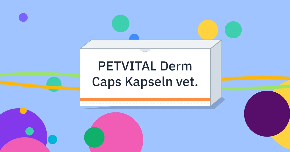 Symbolbild: Packung mit der Aufschrift PETVITAL Derm Caps Kapseln vet. (PZN 00171664) – Verfügbarkeit und Bezug in Apotheken in Frankfurt am Main