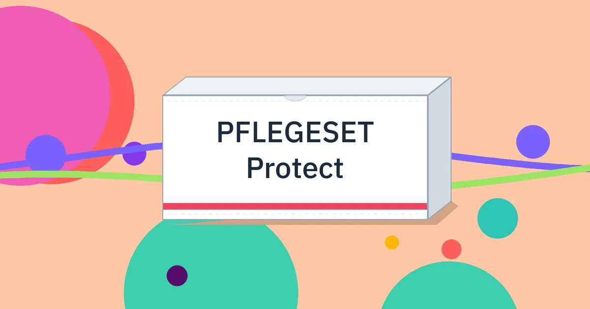 Symbolbild: Packung mit der Aufschrift PFLEGESET Protect (PZN 11129122) – Verfügbarkeit und Bezug in Apotheken in Frankfurt am Main