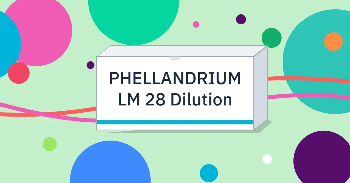 Symbolbild: Packung mit der Aufschrift PHELLANDRIUM LM 28 Dilution (PZN 13637615) – Verfügbarkeit und Bezug in Apotheken in Frankfurt am Main