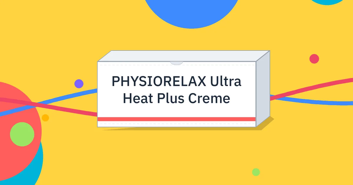 Symbolbild: Packung mit der Aufschrift PHYSIORELAX Ultra Heat Plus Creme (PZN 19446336) – Verfügbarkeit und Bezug in Apotheken in Frankfurt am Main