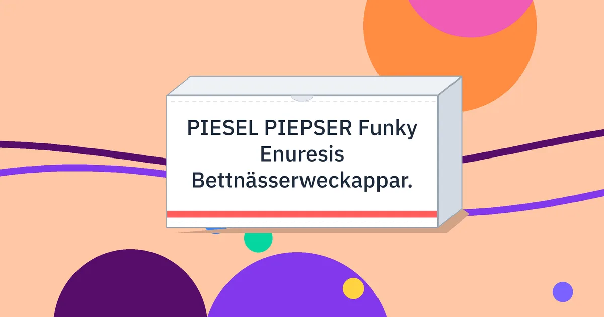 Symbolbild: Packung mit der Aufschrift PIESEL PIEPSER Funky Enuresis Bettnässerweckappar. (PZN 07232676) – Verfügbarkeit und Bezug in Apotheken in Frankfurt am Main
