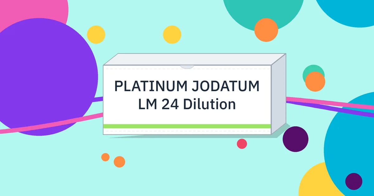 Symbolbild: Packung mit der Aufschrift PLATINUM JODATUM LM 24 Dilution (PZN 13647737) – Verfügbarkeit und Bezug in Apotheken in Frankfurt am Main