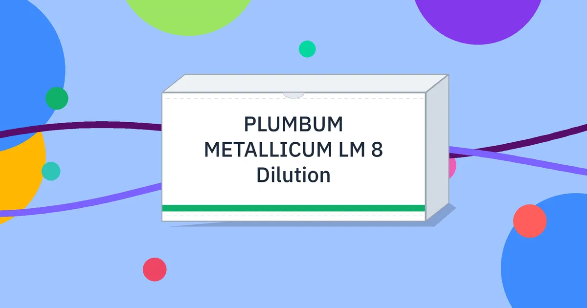 Symbolbild: Packung mit der Aufschrift PLUMBUM METALLICUM LM 8 Dilution (PZN 13041070) – Verfügbarkeit und Bezug in Apotheken in Frankfurt am Main