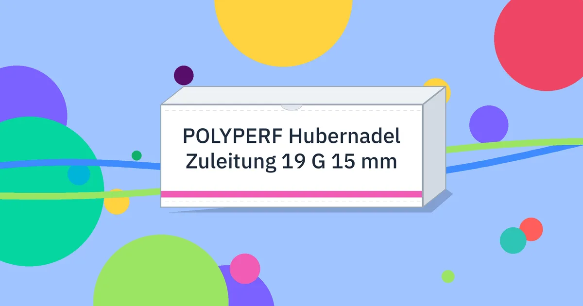 Symbolbild: Packung mit der Aufschrift POLYPERF Hubernadel Zuleitung 19 G 15 mm (PZN 12426017) – Verfügbarkeit und Bezug in Apotheken in Frankfurt am Main