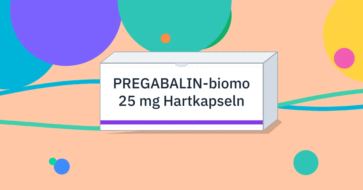 Symbolbild: Packung mit der Aufschrift PREGABALIN-biomo 25 mg Hartkapseln (PZN 14036266) – Verfügbarkeit und Bezug in Apotheken in Frankfurt am Main