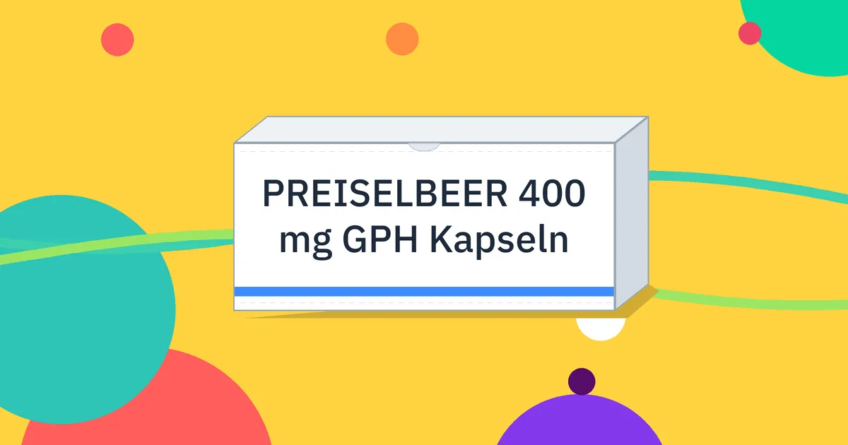 Symbolbild: Packung mit der Aufschrift PREISELBEER 400 mg GPH Kapseln (PZN 07352920) – Verfügbarkeit und Bezug in Apotheken in Frankfurt am Main